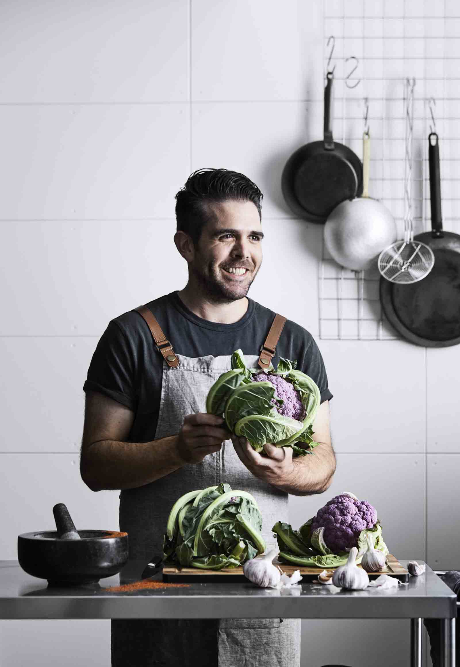 Roasted Purple Cauliflower with Harissa, Macadamia and Pickled Currants ...