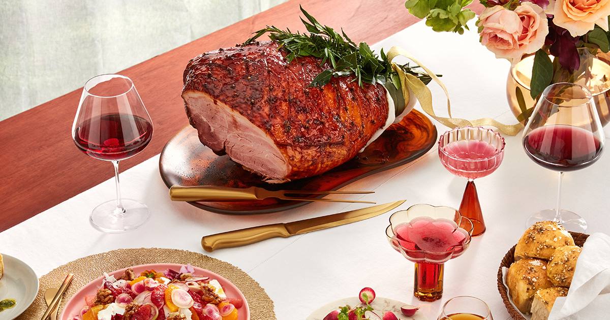 Spiced Pomegranate and Orange Ham with Sides Recipe | Harvey Norman