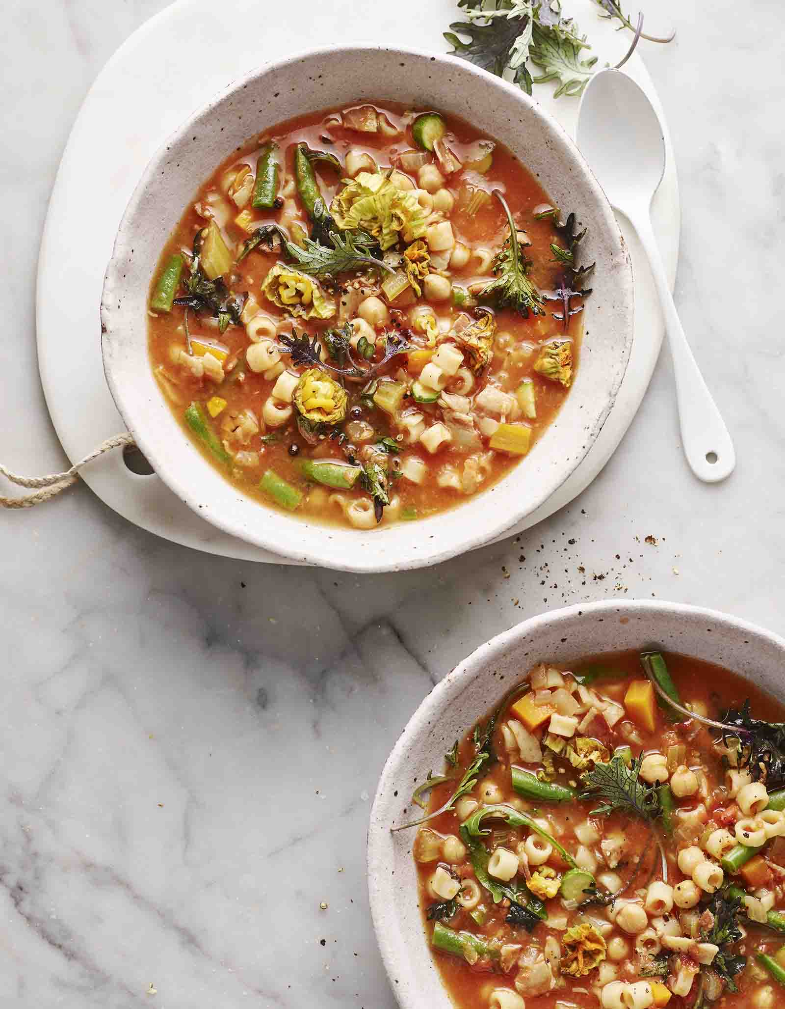 Minestrone with Pancetta, Zucchini Flowers and Baby Kale | Harvey Norman