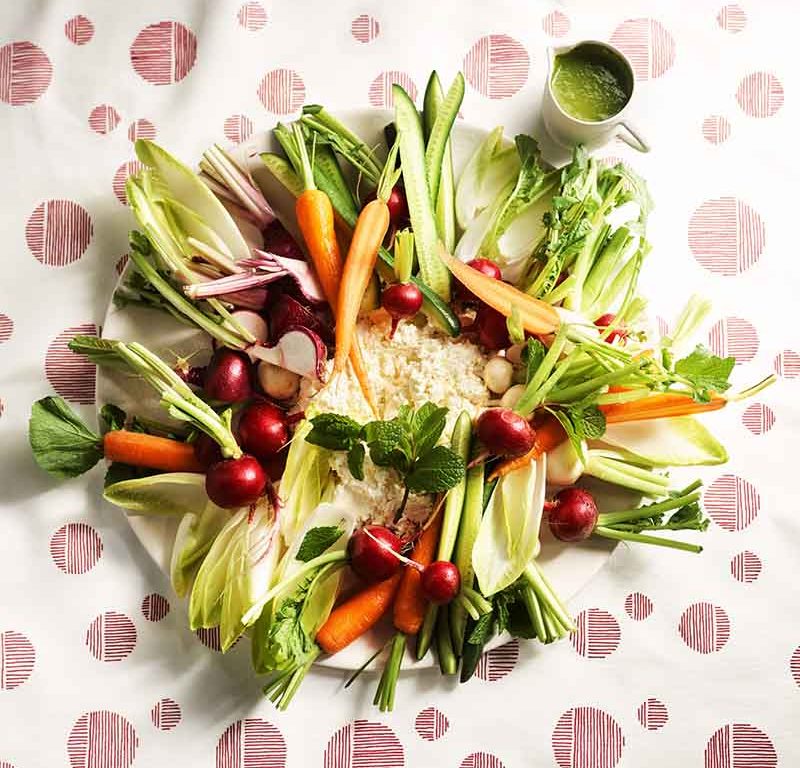 Raw Vegetable Plate with Buttermilk Ricotta and Green Sauce | Harvey ...