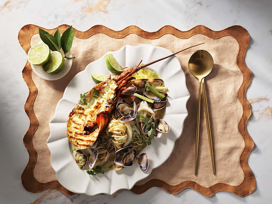 Lobster E-fu Noodles with Pippies & Cuttlefish in a Garlic Butter Sauce ...