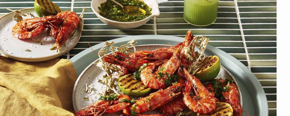 Crisp Saltbush & Pepper Tiger Prawns with Roasted Green Chilli Salsa ...