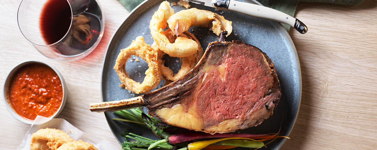Rib Roast, Salsa Rossa and Fried Onion Rings Recipe | Harvey Norman