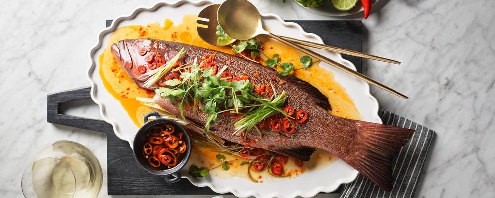 Steamed Coral Trout with Kai Lan, Ginger & Fermented Chilli Recipe ...