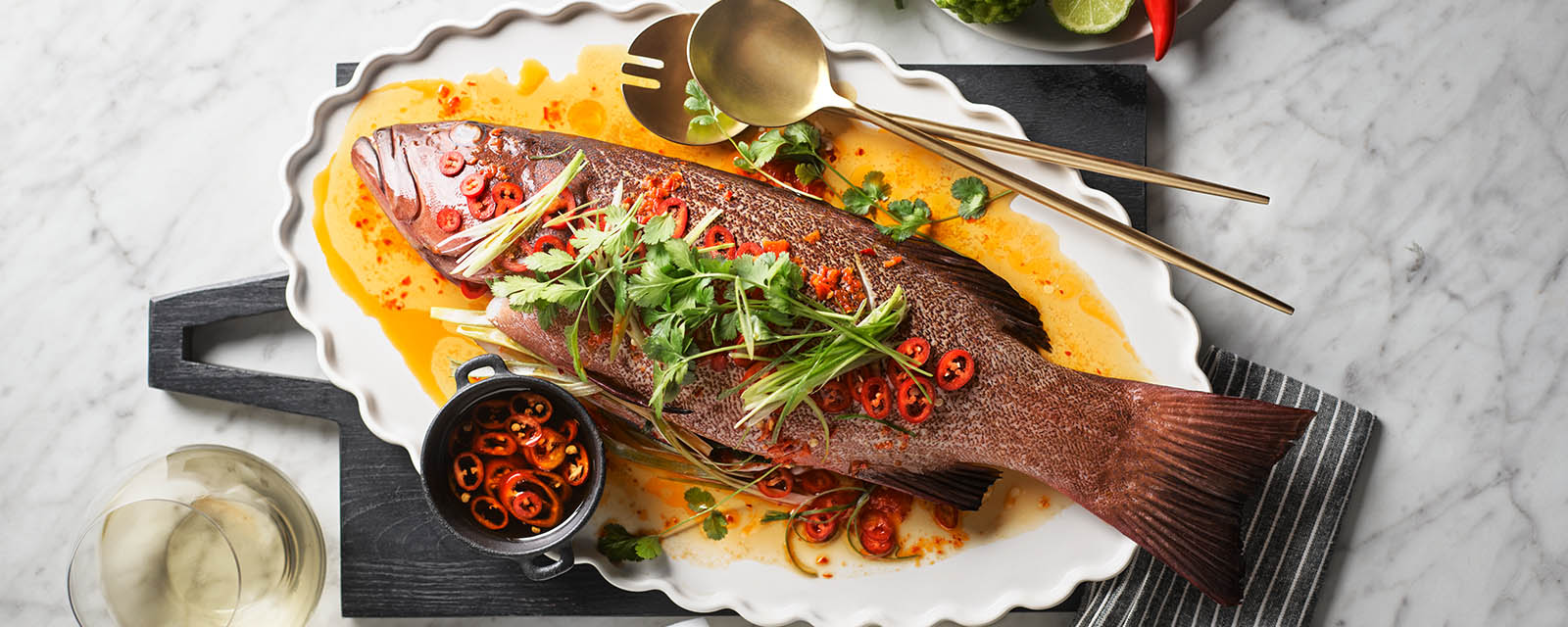 Steamed Coral Trout with Kai Lan, Ginger & Fermented Chilli Recipe ...