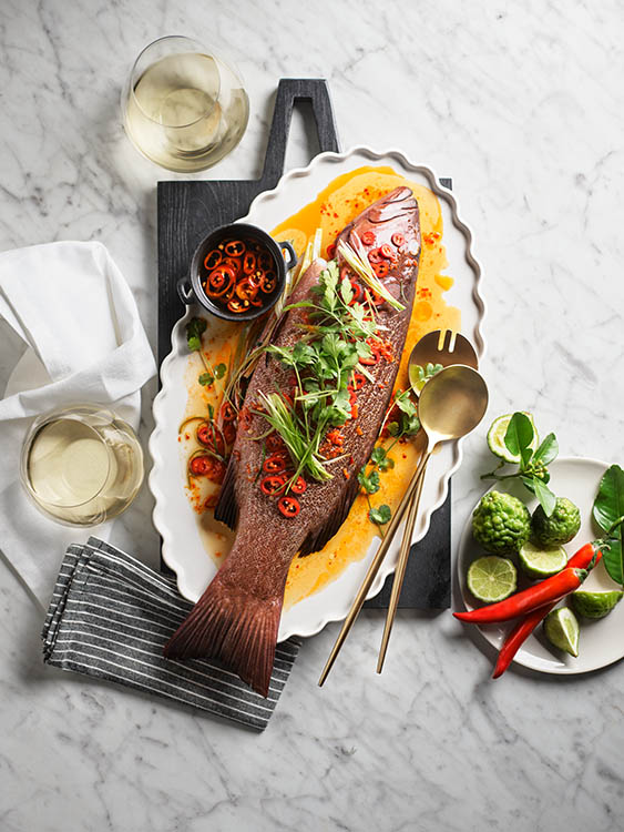 Steamed Coral Trout with Kai Lan, Ginger & Fermented Chilli Recipe ...