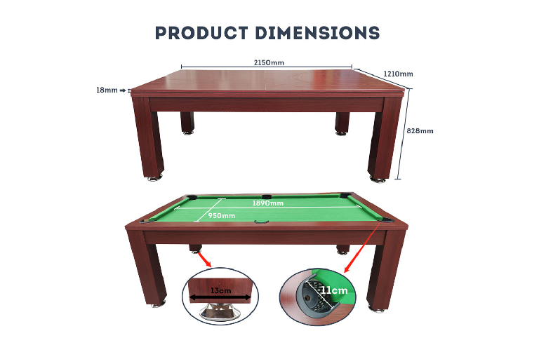 T And R Sports Elegance 7ft Mdf Multi Function Billiard Table Walnut