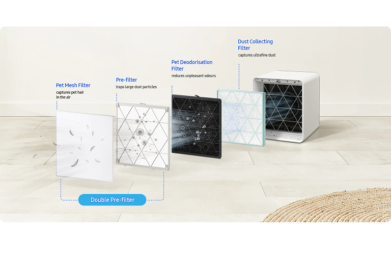 Samsung BESPOKE AX53 Air Purifier - Clay Beige | Harvey Norman