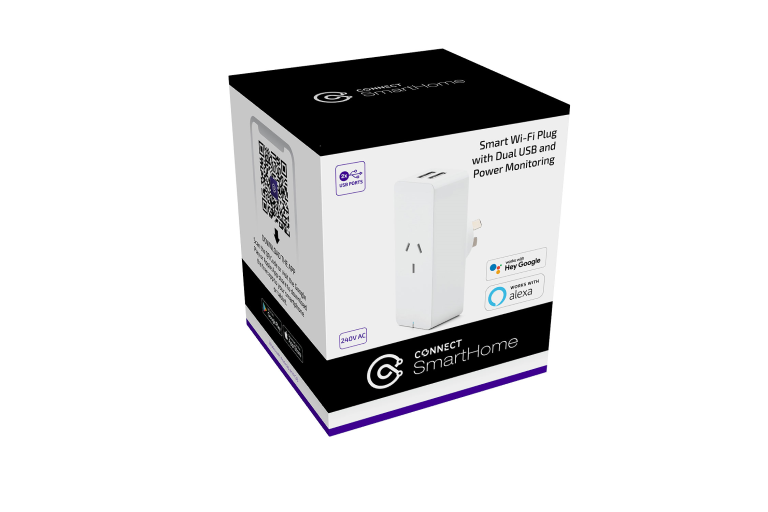 Connect Smart WiFi Plug with Dual USB Charging Port & Power Monitor ...