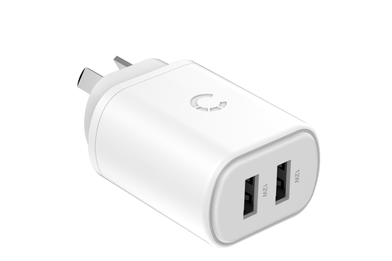 Cygnett PowerPlus 12W Dual USB-A Wall Charger - White | Harvey Norman