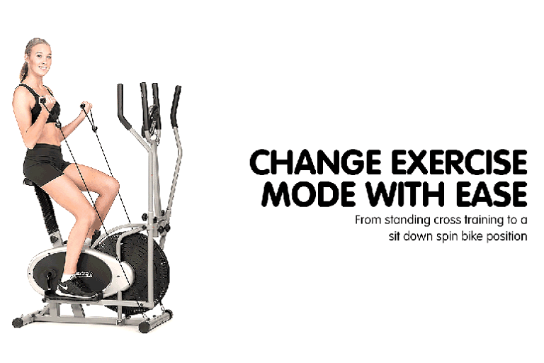 PowerTrain 3in1 Elliptical Bike - Silver | Harvey Norman